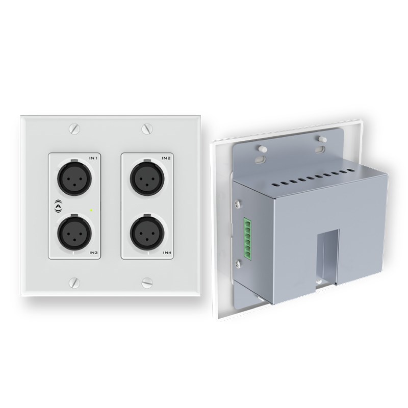 AES67 WALLPLATE 4X2 MIC/LINE I/O WHITE - JPRO